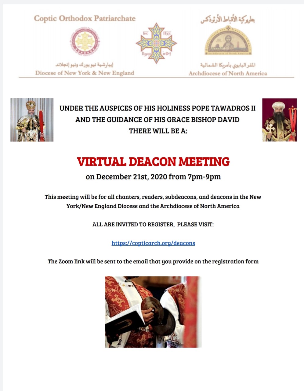 Deacon Meeting (Virtual) with His Grace Anba David – St. Anthony Coptic ...